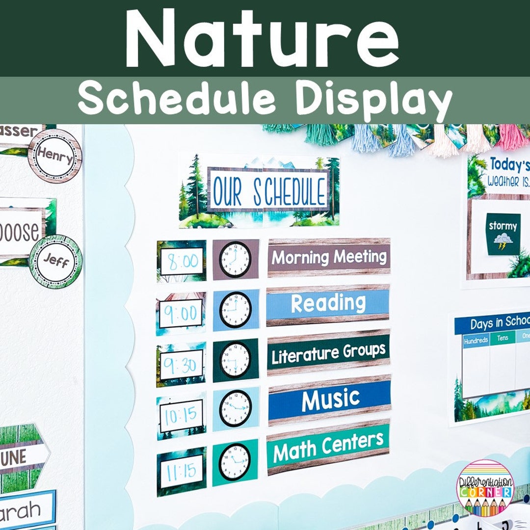 Editable Daily Schedule Cards Nature Classroom Decor Printable ...