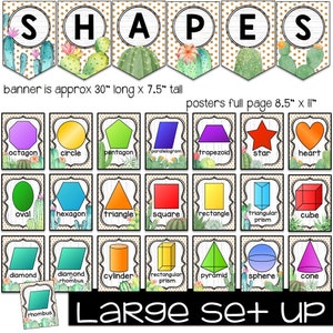 PRINTABLE Shape Posters and Charts | Cactus Classroom Decor | 2D and 3D ...