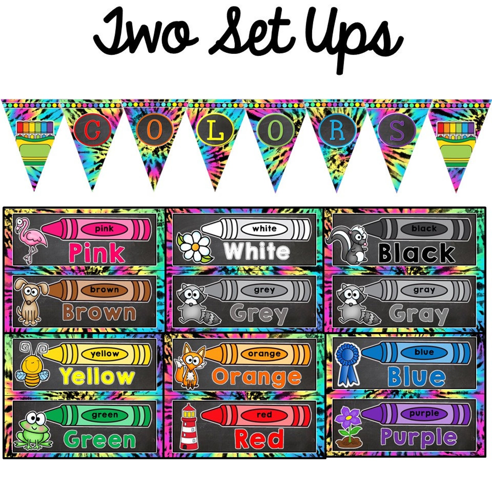 PRINTABLE Color Posters Pack Tie Dye Retro Classroom Decor Retro Colors ...