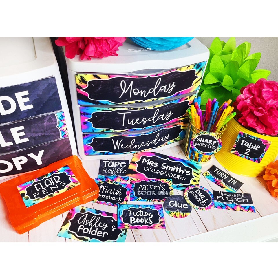 Tie Dye Retro Classroom Decor Bundle Classroom Bulletin Board Display ...