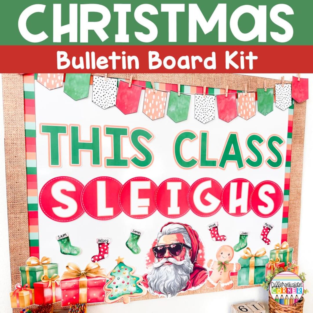 Christmas Bulletin Board Kit: "this Class Sleighs" Santa Decor - Etsy