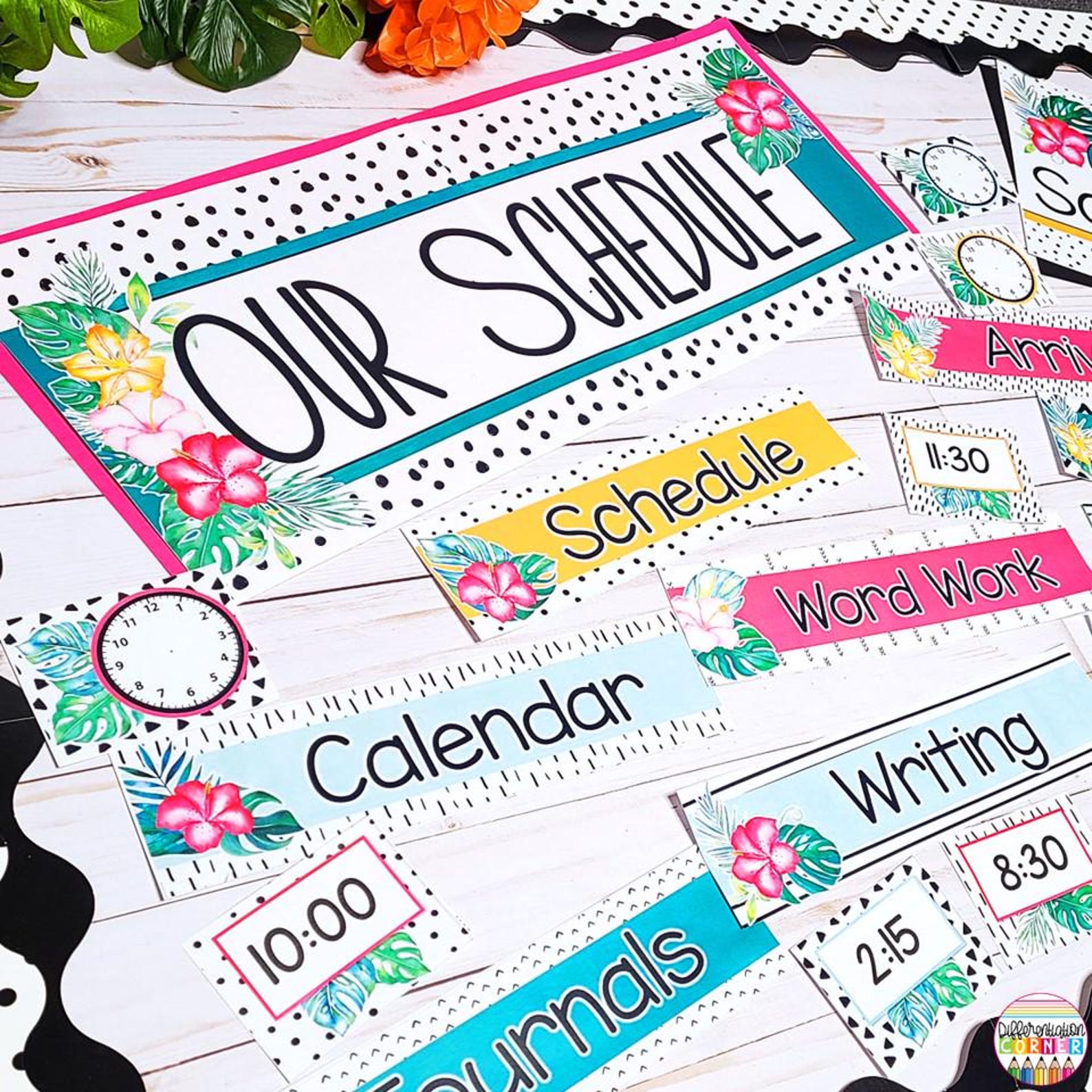 Editable Daily Schedule Cards Tropical Classroom Decor Printable ...