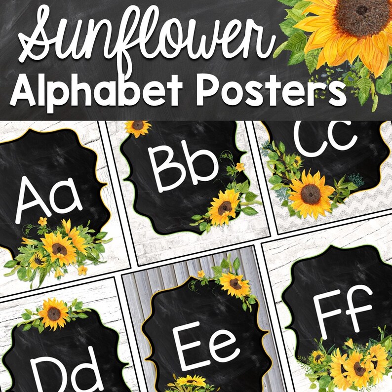 Alphabet Posters for the Classroom Sunflower Farmhouse - Etsy