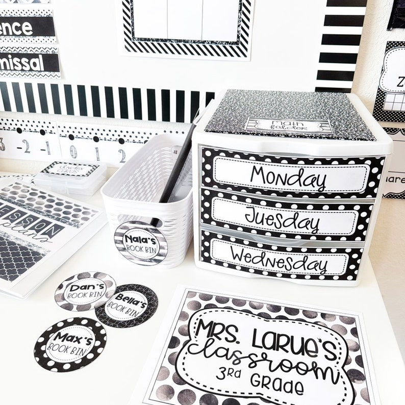 Modern Black and White Classroom Decor Bundle Classroom Bulletin Board ...