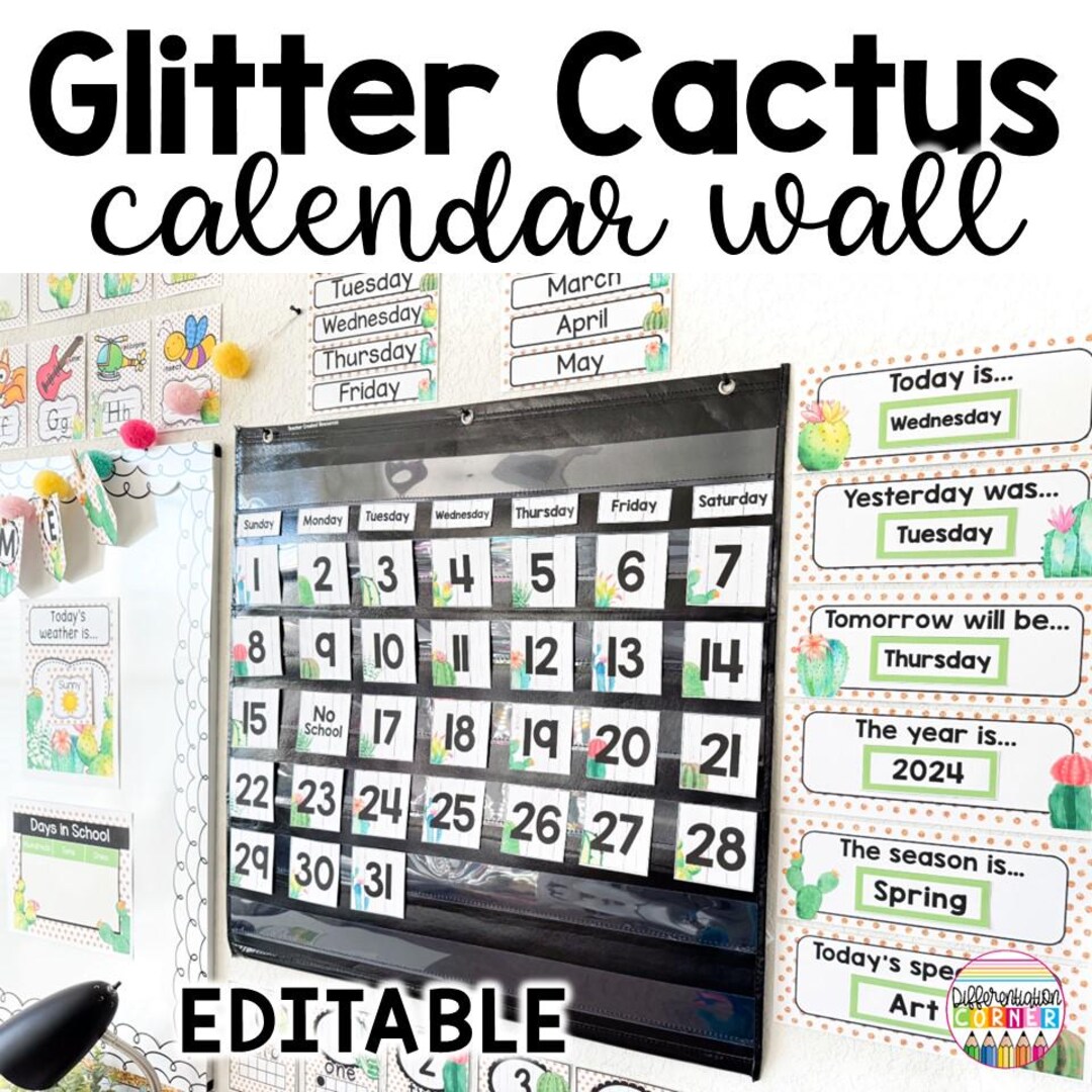 Cactus Succulent Classroom Calendar & Weather Display Set Cactus ...