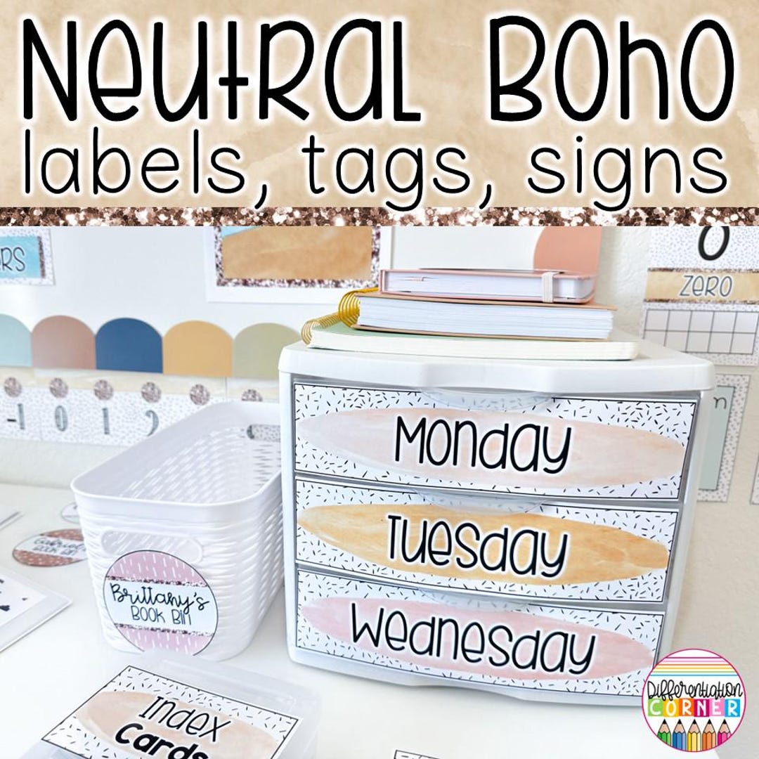 Editable Boho Classroom Labels Neutral Boho Classroom Decor Neutral ...