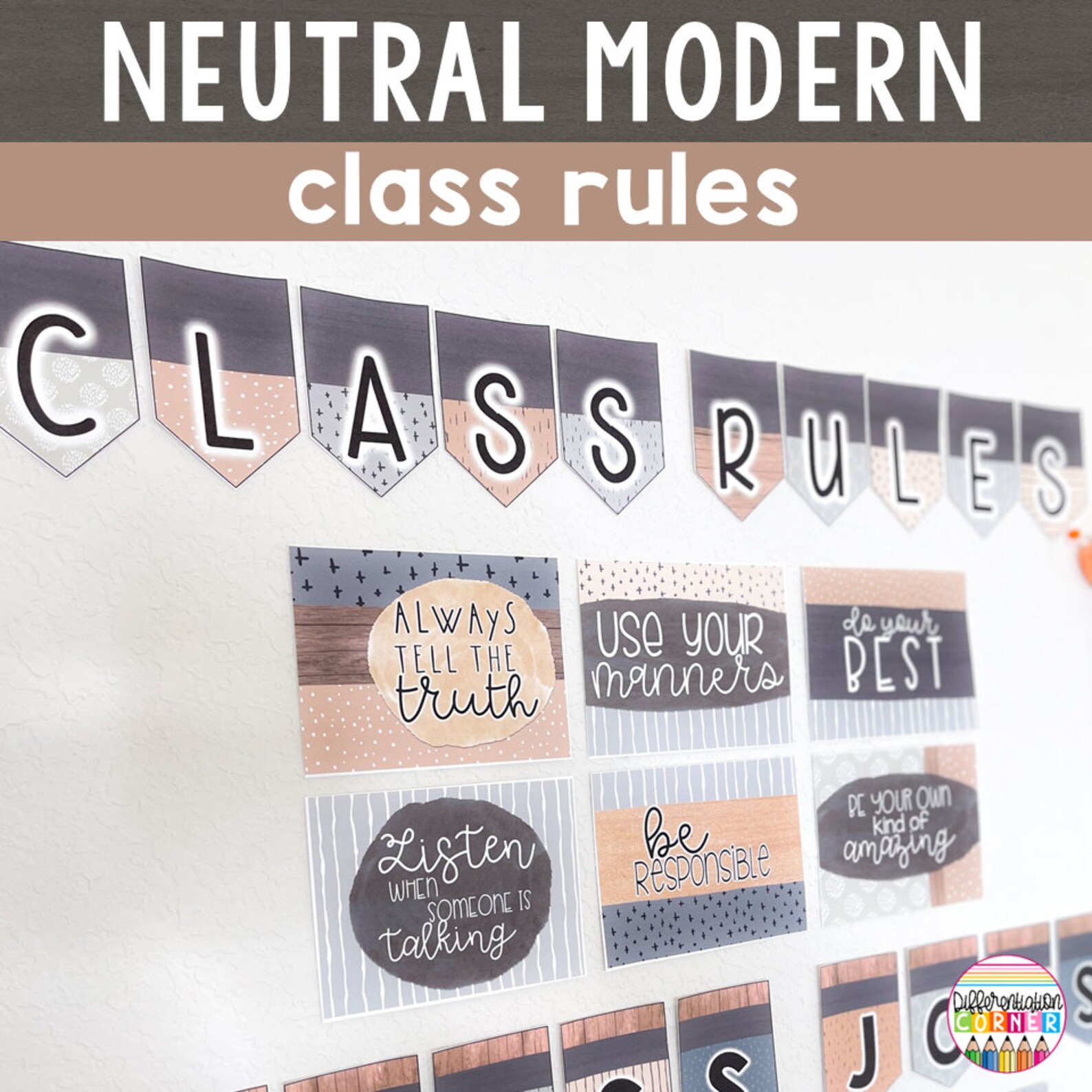 Editable Boho Classroom Rules Posters Neutral Boho Classroom Decor ...