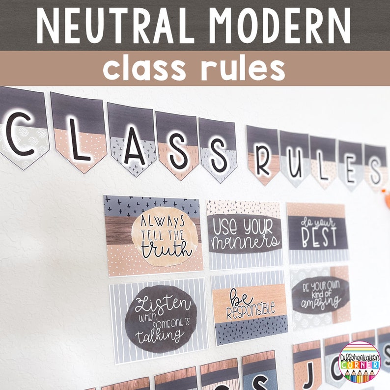 Editable Boho Classroom Rules Posters Neutral Boho Classroom Decor ...