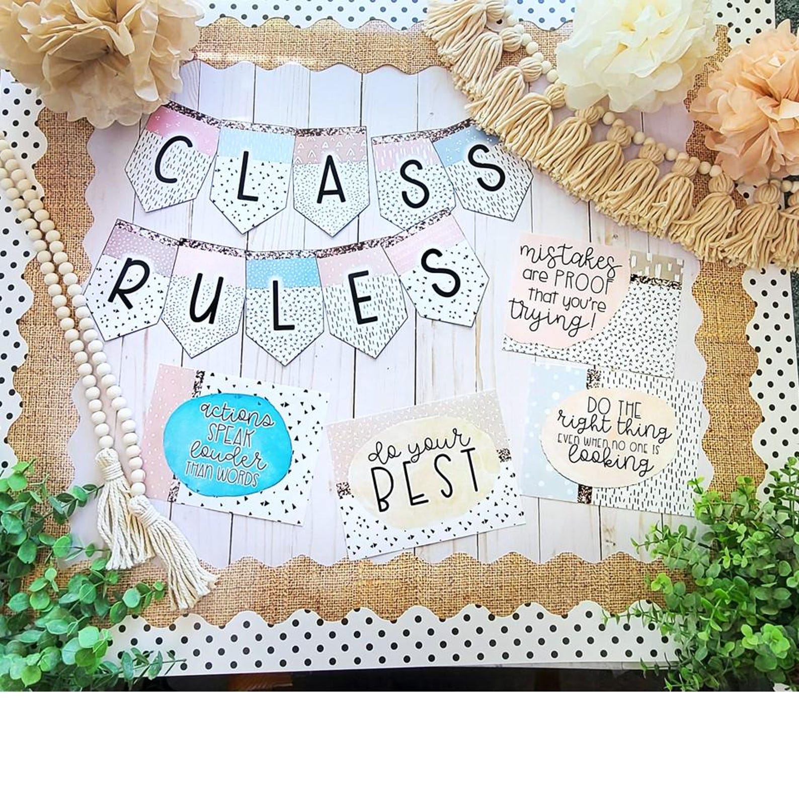Editable Boho Classroom Rules Posters Printable Neutral Boho Classroom ...