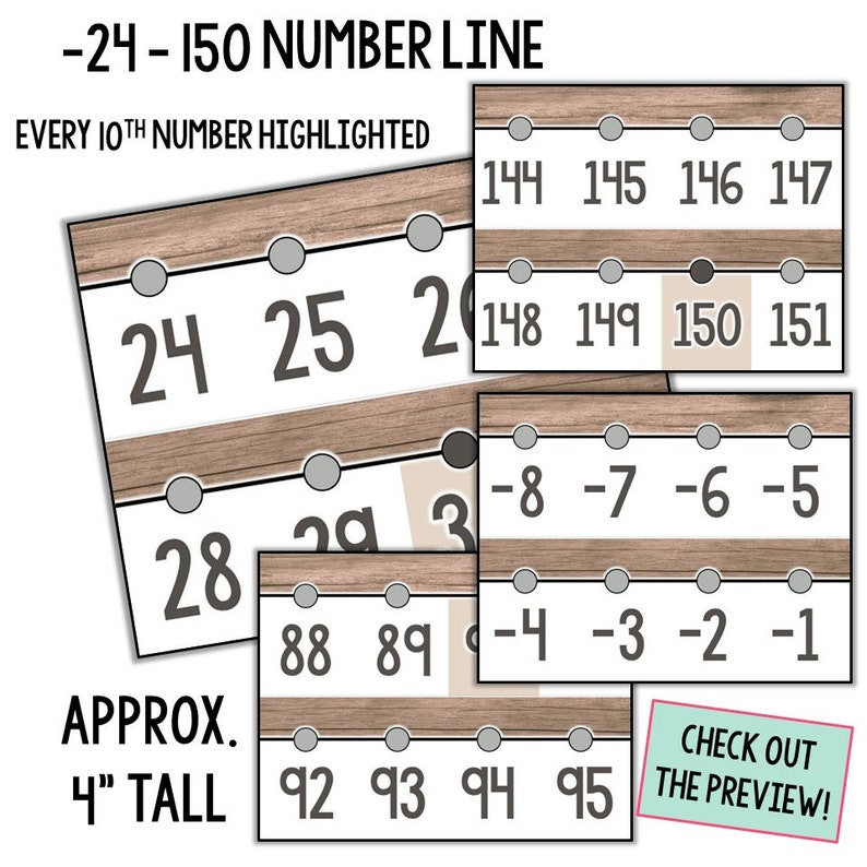 Number Posters 0-30 Number Line Negative Numbers Neutral - Etsy