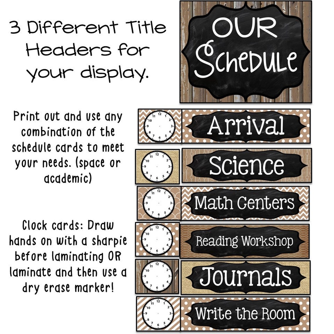 Editable Daily Schedule Cards Farmhouse Classroom Decor Farmhouse ...