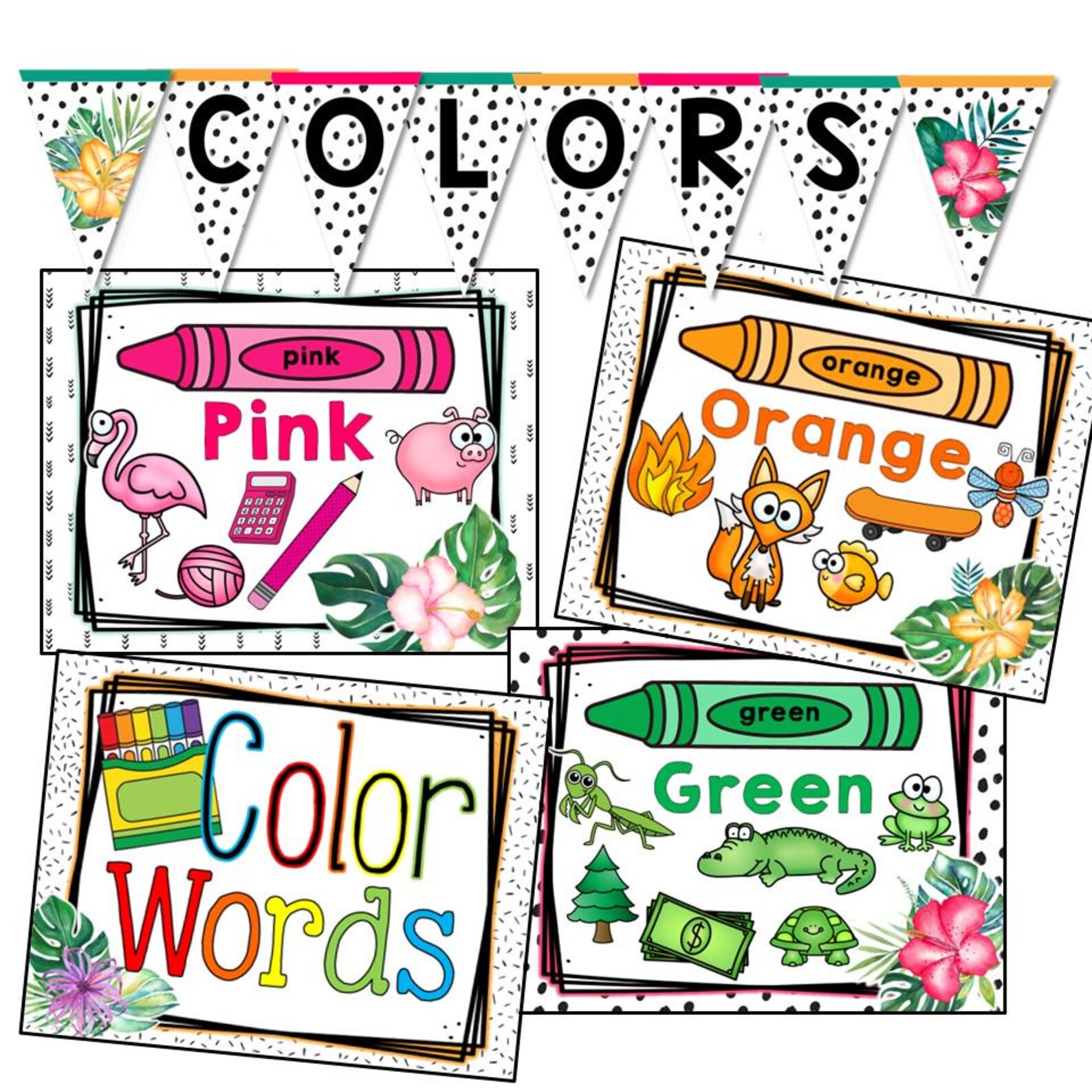 PRINTABLE Color Posters Pack | Tropical Classroom Decor | Tropical ...