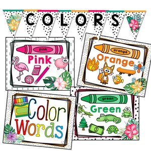 PRINTABLE Color Posters Pack | Tropical Classroom Decor | Tropical ...