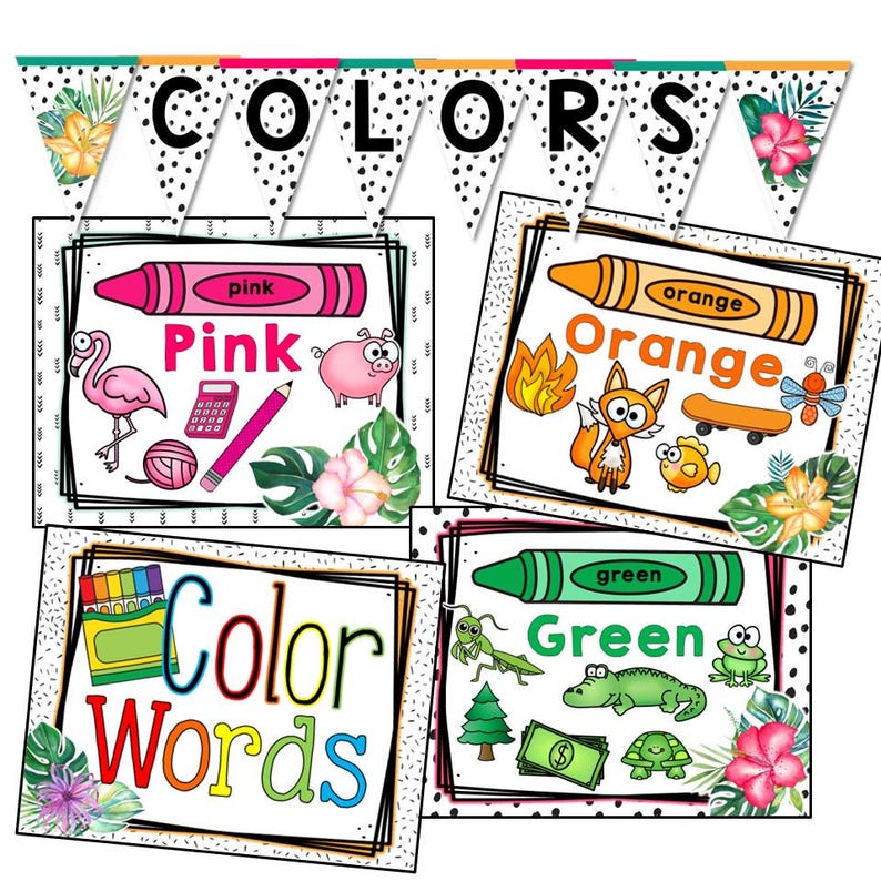 PRINTABLE Color Posters Pack | Tropical Classroom Decor | Tropical ...