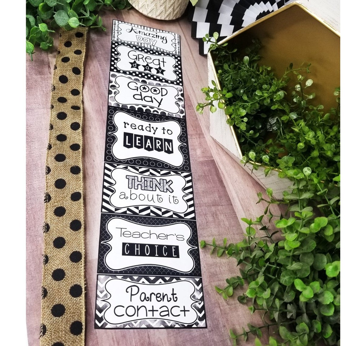 Printable Behavior Clip Chart, Black and White Classroom Decor ...