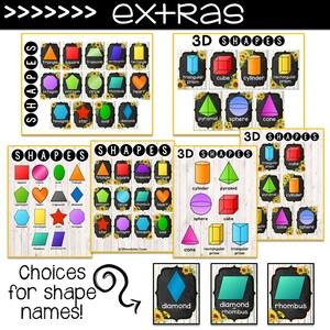 PRINTABLE Shape Posters and Charts Sunflower Farmhouse Classroom Decor ...