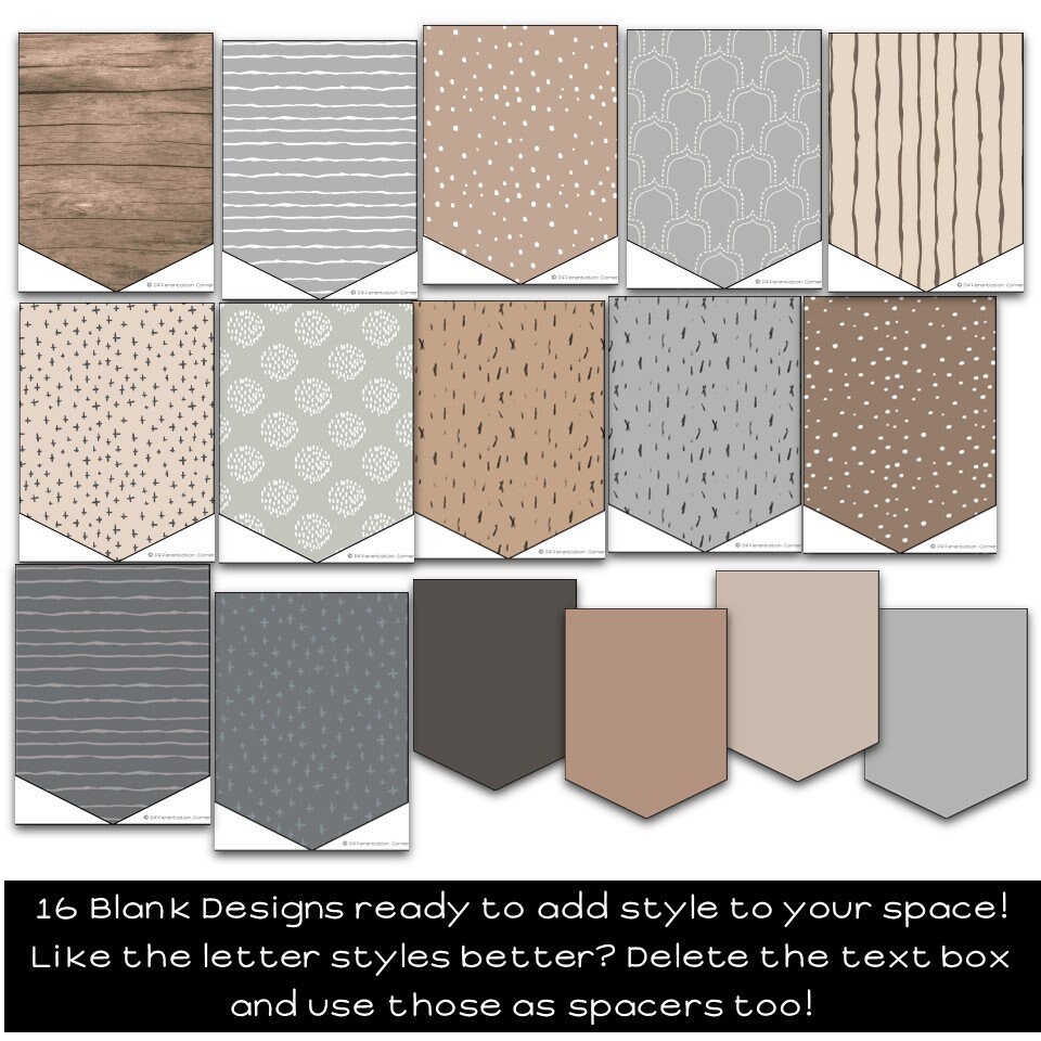 Editable Boho Bunting Bulletin Board Banner Letters Neutral Boho ...