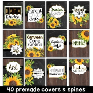 Editable Binder Covers and Spines Sunflower Farmhouse Classroom Decor ...