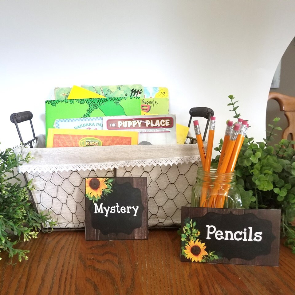 Editable Classroom Labels Sunflower Farmhouse Classroom Decor Sunflower ...