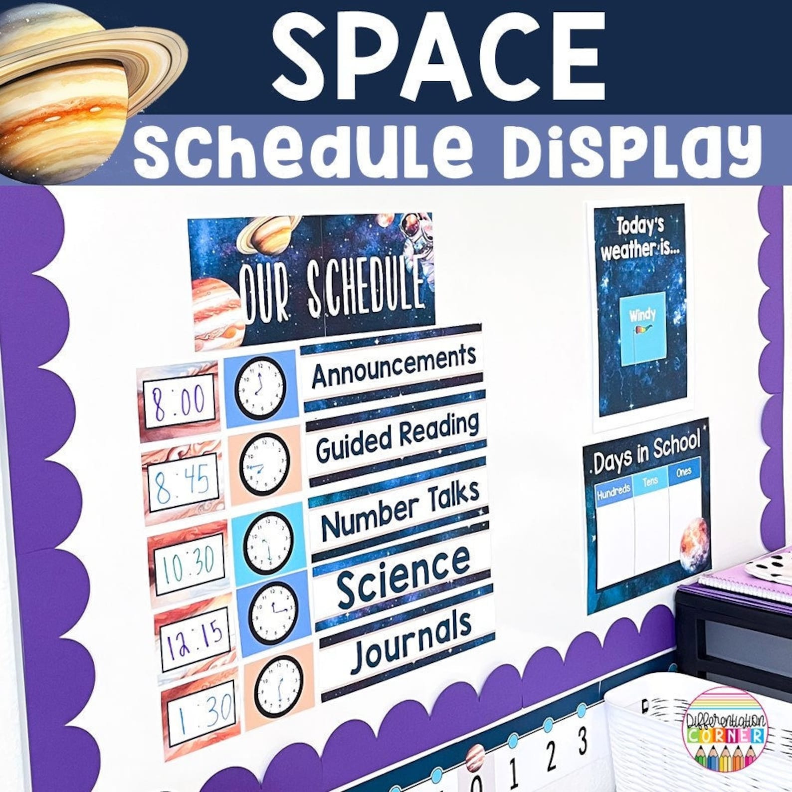 Editable Daily Schedule Cards Space Classroom Decor Printable Classroom ...