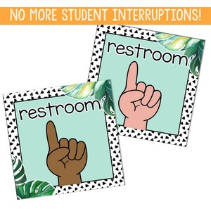 Classroom Hand Signal Posters, Tropical Classroom Decor, Editable Hand ...