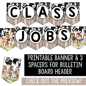 Editable Classroom Job Chart Editable Template Farmhouse Cow Print ...