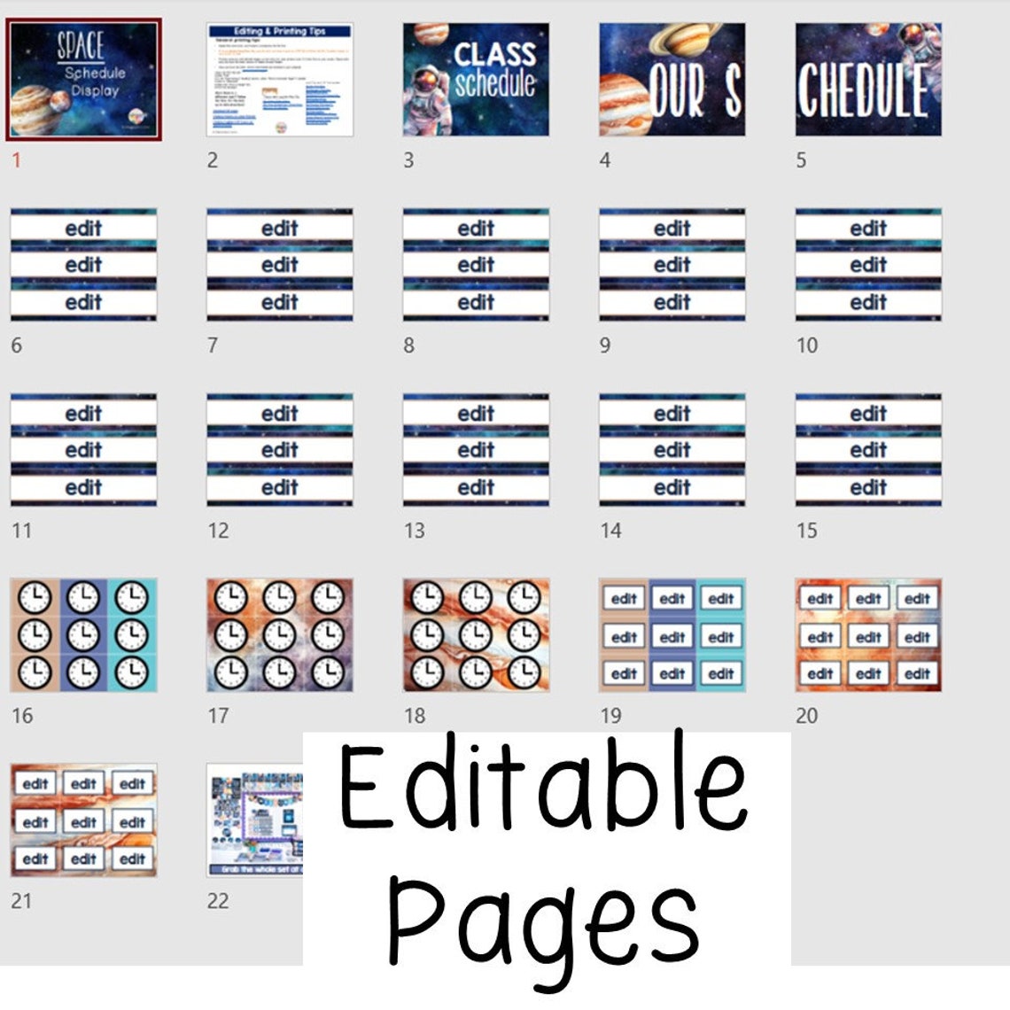 Editable Daily Schedule Cards Space Classroom Decor Printable Classroom ...