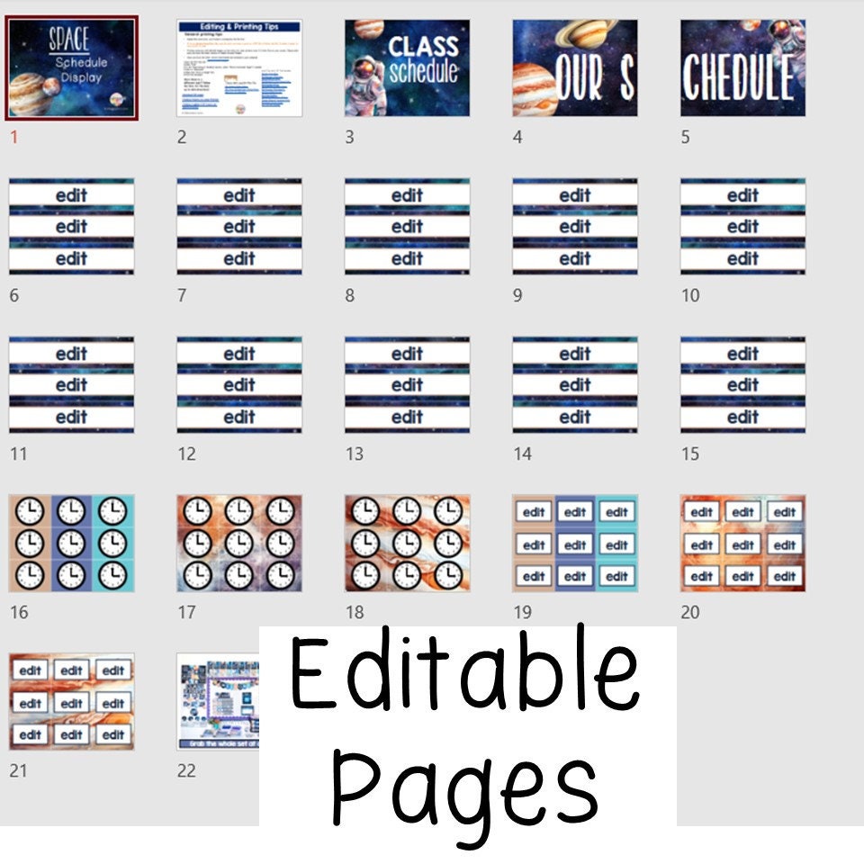 Editable Daily Schedule Cards Space Classroom Decor Printable Classroom ...