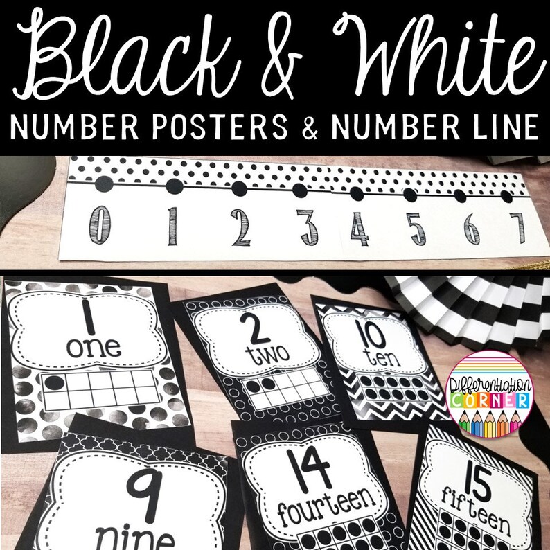 Number Posters 0-30 Number Line With Negative Numbers Black - Etsy