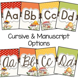 Cursive Alphabet Posters for the Classroom Mushroom Retro Classroom ...