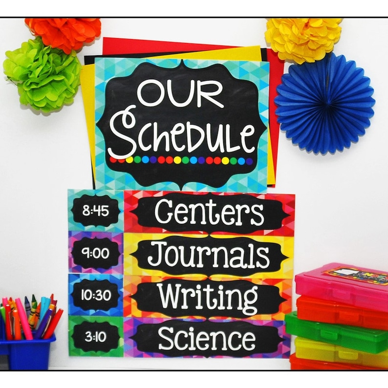 Editable Daily Schedule Cards Rainbow Classroom Decor Printable ...