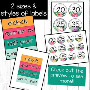 PRINTABLE Tropical Clock Label Numbers in 5 Minute Intervals Tropical ...