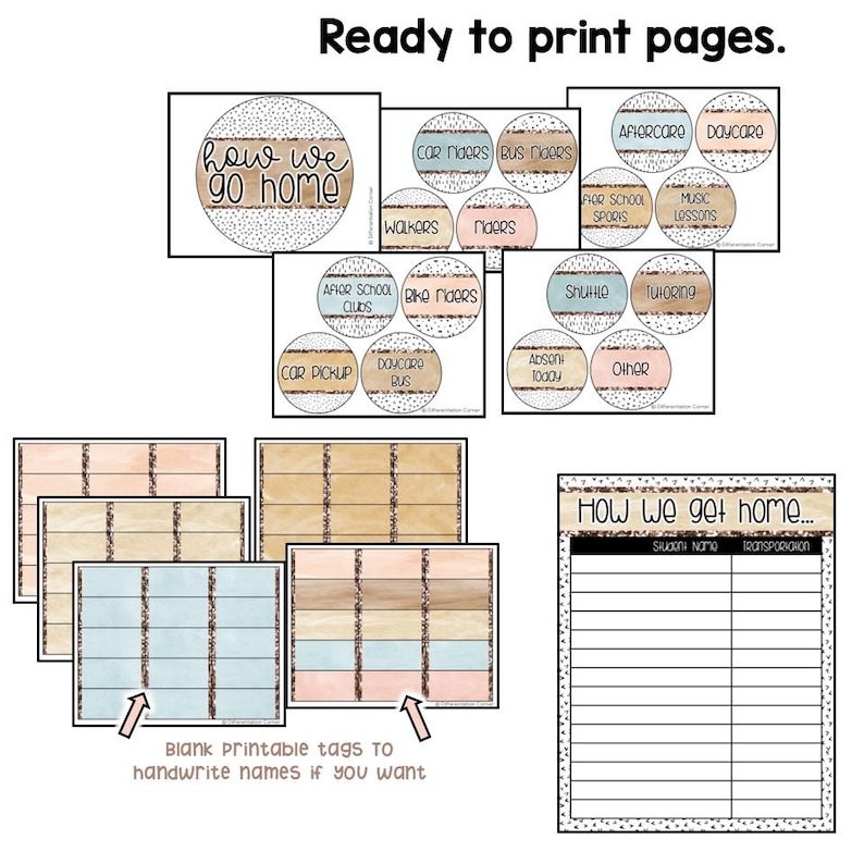 Neutral How We Go Home Dismissal Chart Template | Neutral Boho ...