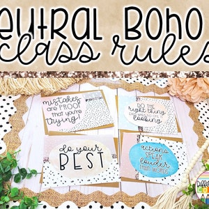 Editable Boho Classroom Rules Posters Neutral Boho Classroom Decor ...