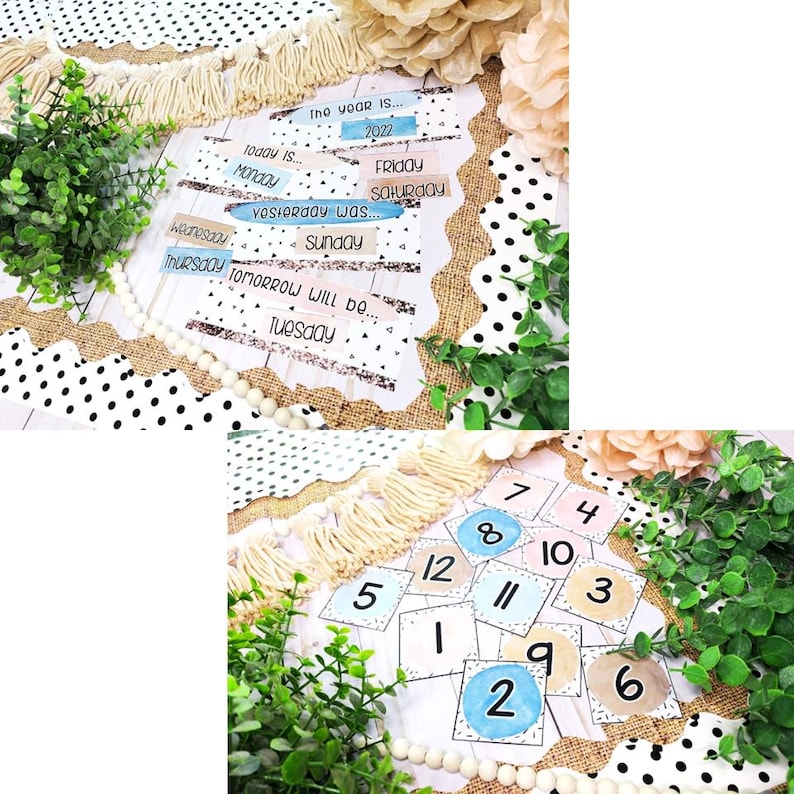 Boho Classroom Calendar Set With Weather Chart | Neutral Boho Classroom ...