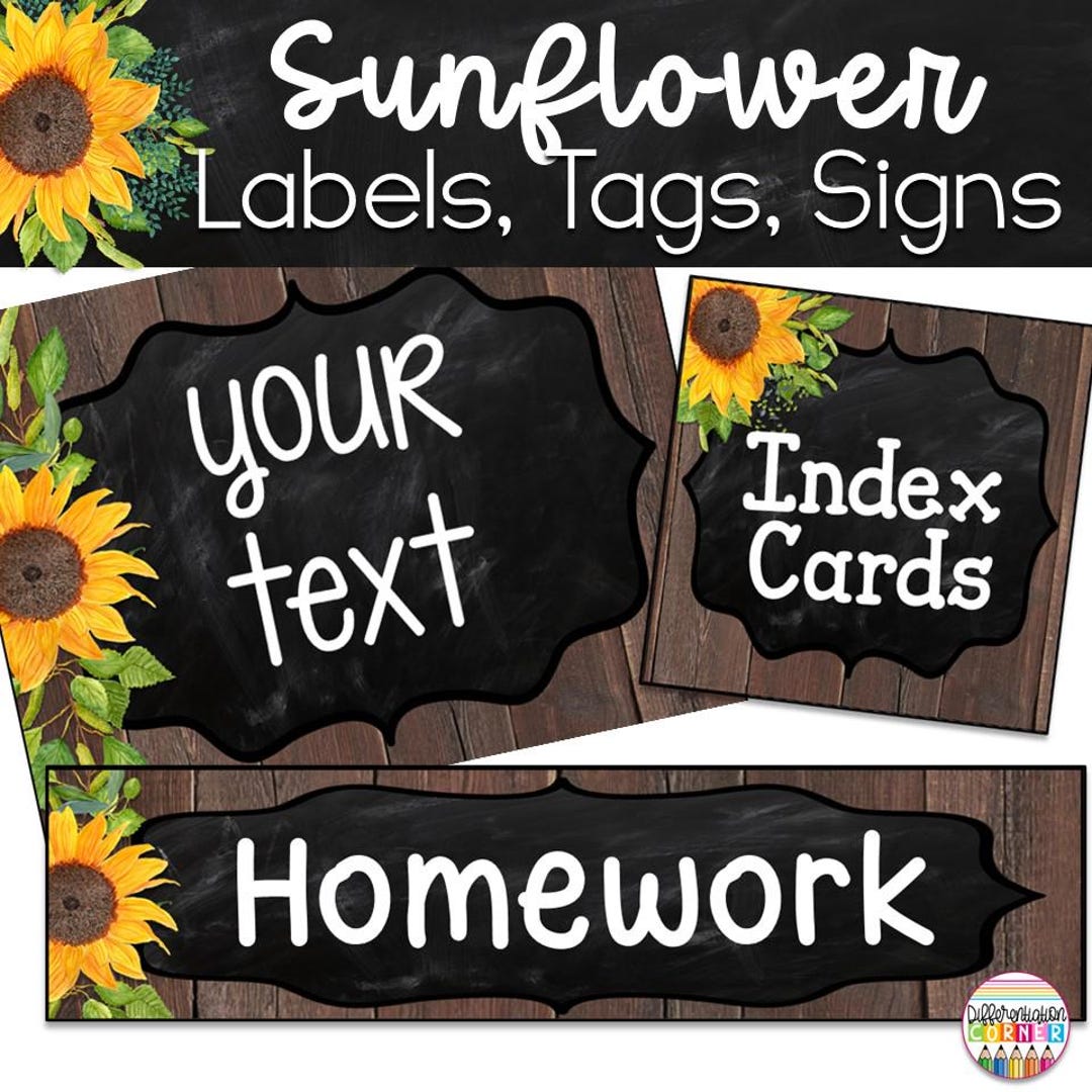 Editable Classroom Labels, Tags, & Signs Sunflower Farmhouse Classroom ...