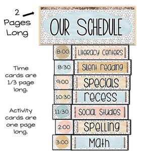 Editable Daily Schedule Cards for Classroom Neutral Boho Classroom ...