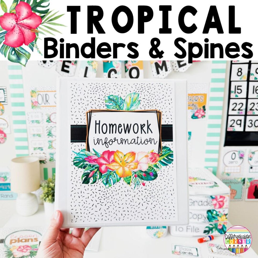 Editable Binder Covers and Spines | Tropical Classroom Decor ...