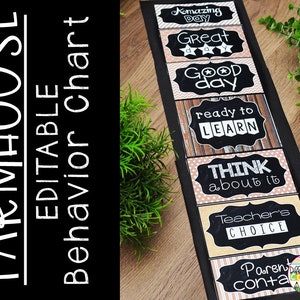 Printable Behavior Clip Chart, Neutral Farmhouse Classroom Decor ...