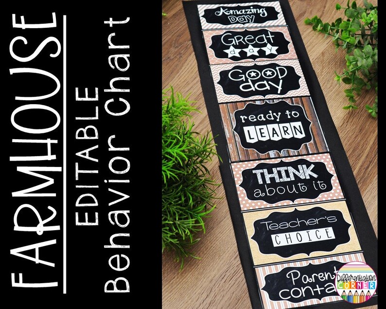 Printable Behavior Clip Chart, Neutral Farmhouse Classroom Decor ...