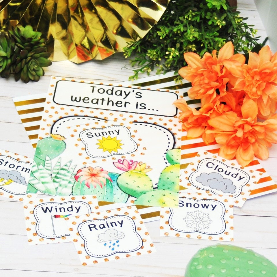 Cactus Succulent Classroom Calendar & Weather Display Set Cactus ...