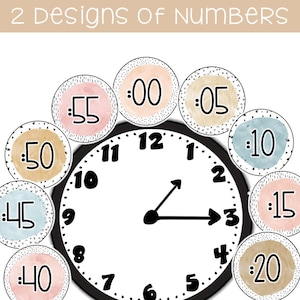 PRINTABLE Neutral Clock Label Numbers in 5 Minute Intervals | Neutral ...