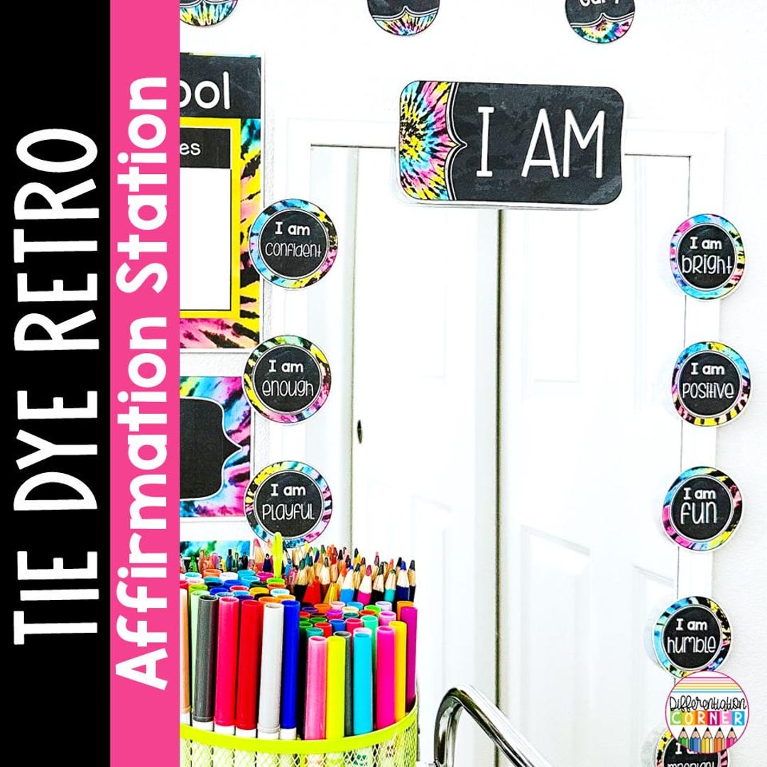 Affirmation Cards Printable Affirmation Station Mirror Cards Tie Dye ...