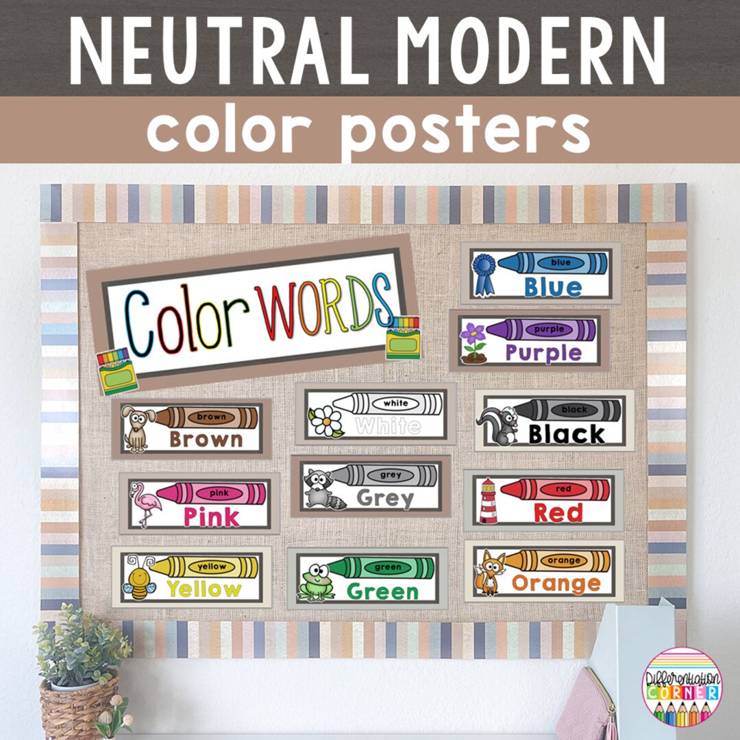 PRINTABLE Color Posters Pack | Neutral Classroom Decor | Neutral Colors ...