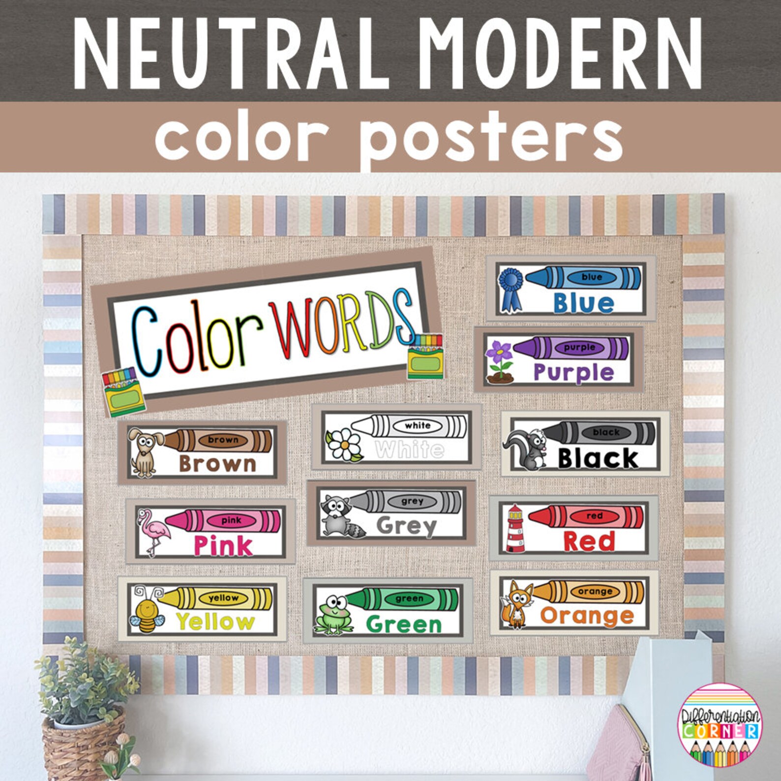PRINTABLE Color Posters Pack Neutral Classroom Decor Neutral Colors ...