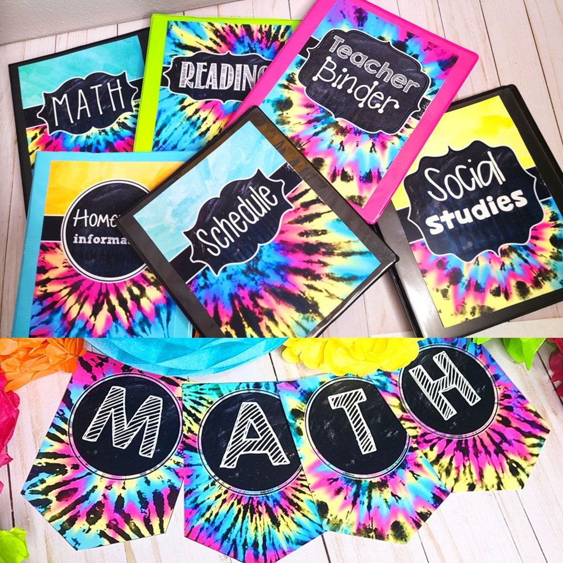 Tie Dye Retro Classroom Decor Bundle Classroom Bulletin Board - Etsy