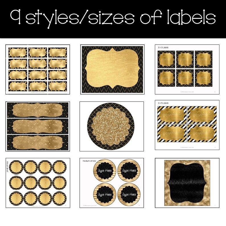 Editable Black and Gold Classroom Labels Black and Gold Classroom Decor ...