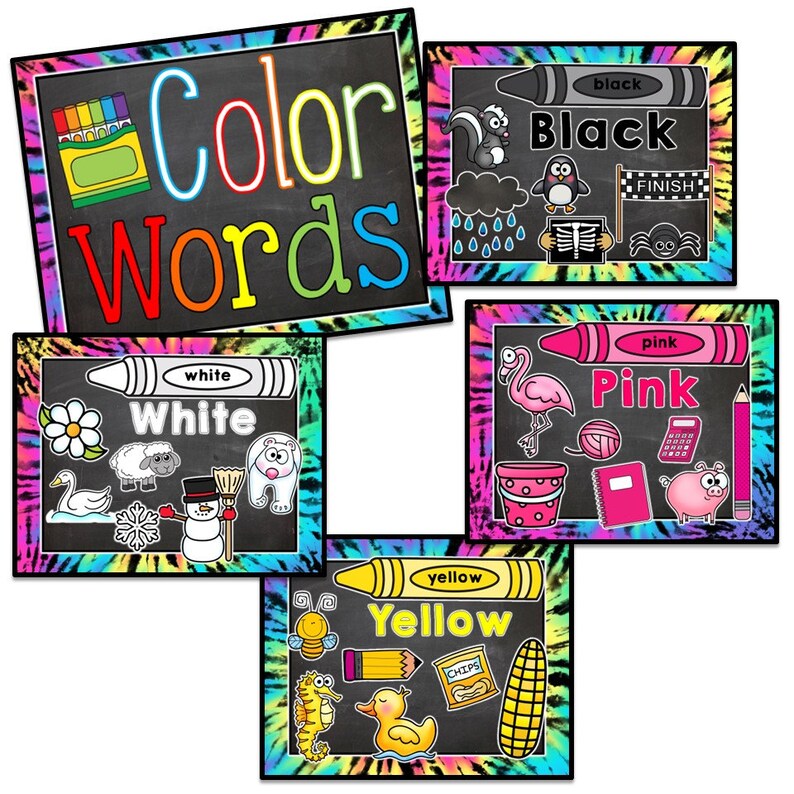 PRINTABLE Color Posters Pack Tie Dye Retro Classroom Decor Retro Colors ...