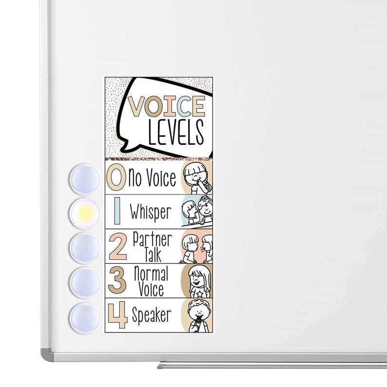 Neutral Boho Colors Printable Voice Level Chart Posters, Neutral Boho ...