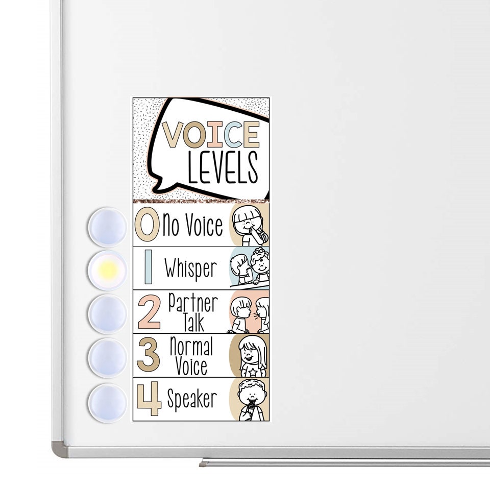 Neutral Boho Colors Printable Voice Level Chart Posters, Neutral Boho ...